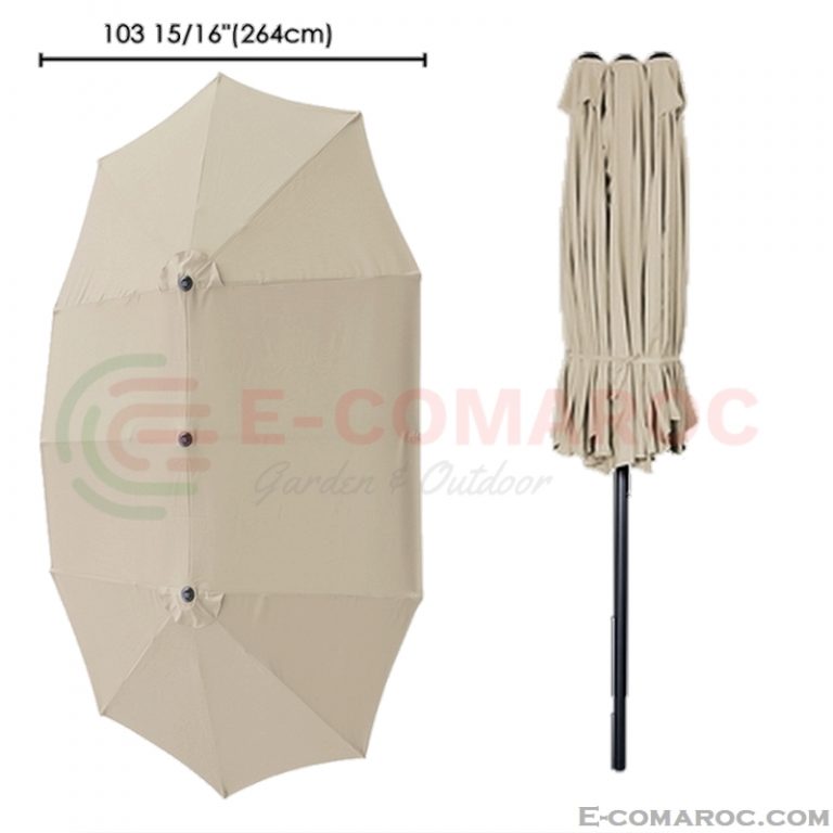 Parasol Double YF-1162 Beige Garden Shade - E-COMAROC -Confort Et Plein Air Au Maroc