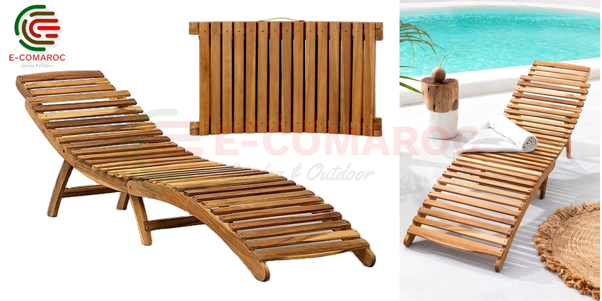 Transat En Bois Acacia HDO2009A - E-COMAROC -Confort Et Plein Air Au Maroc