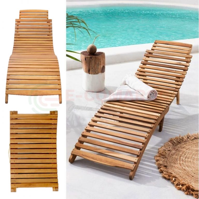 Transat En Bois Acacia HDO2009A - E-COMAROC -Confort Et Plein Air Au Maroc